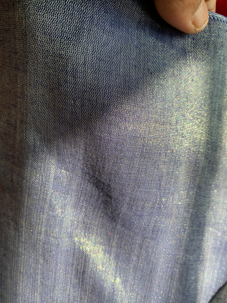 Midnight blue tissue handwoven fabric – Huts and Looms