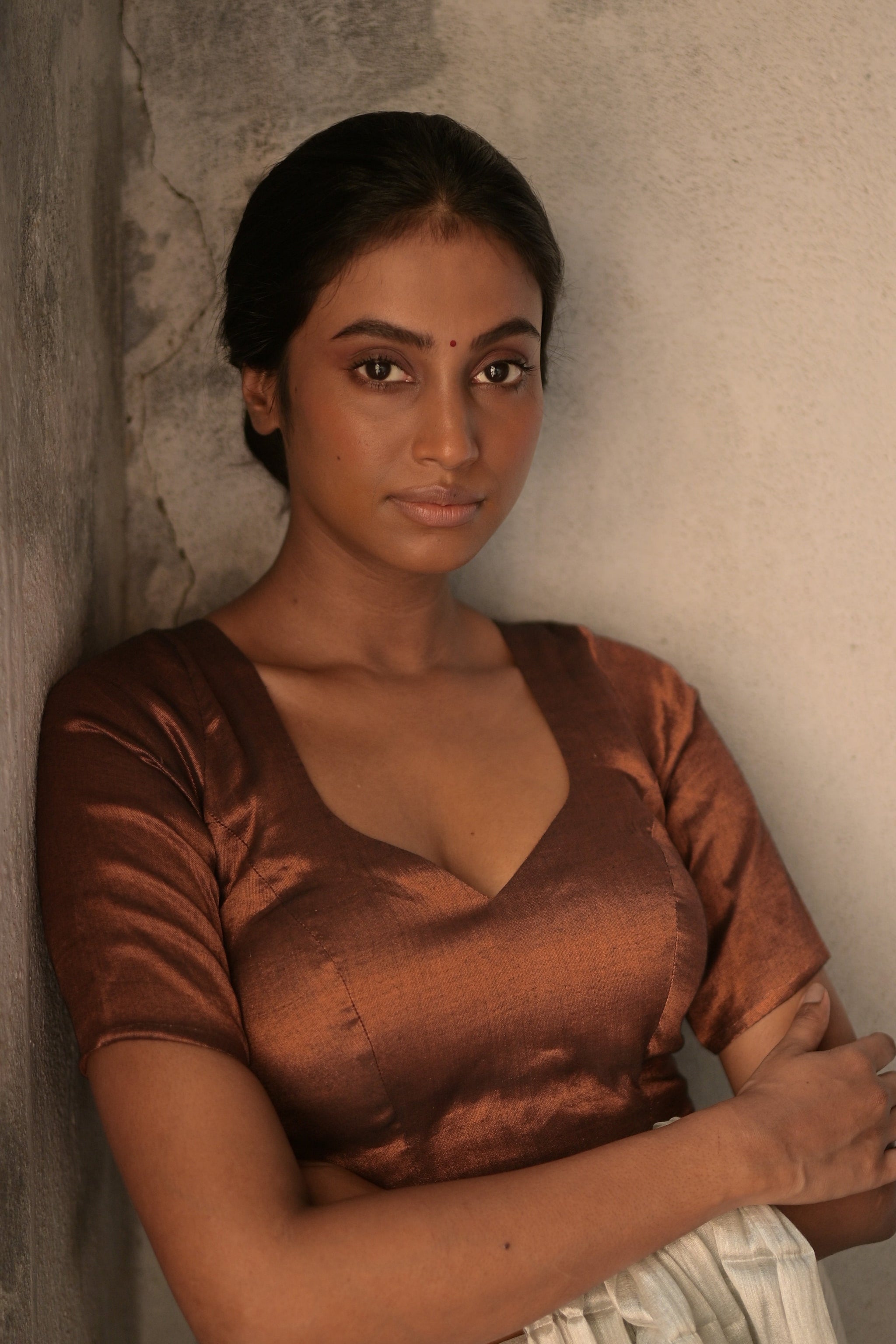 Copper Blouse - Buy Copper Colour Readymade Blouse Online | Huts and Looms